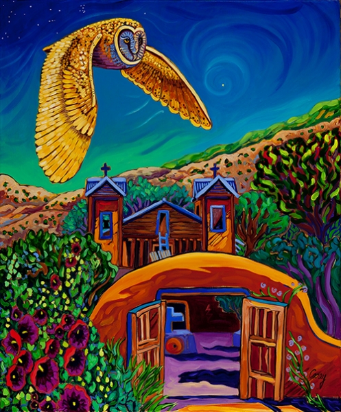 Evening Star by Cathy Carey | Owls, Quail, Birds | 24" x 20" | Oil